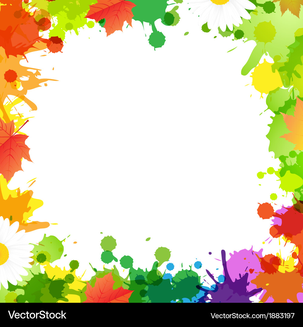 Frame with blob and leaves Royalty Free Vector Image