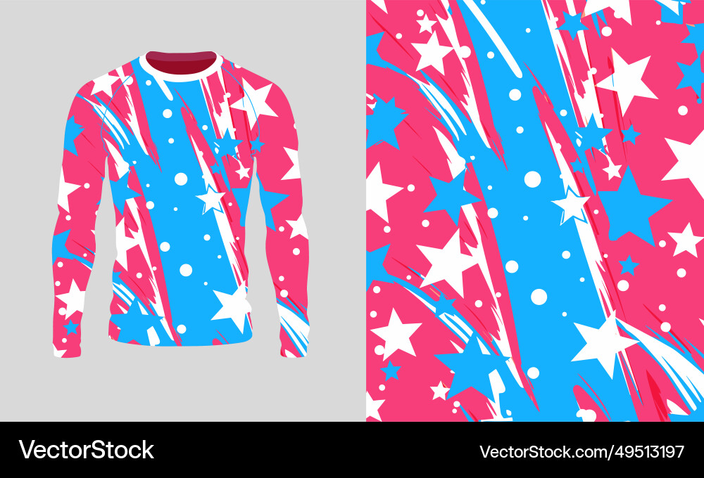 Long sleeve jersey pink blue geometric texture Vector Image