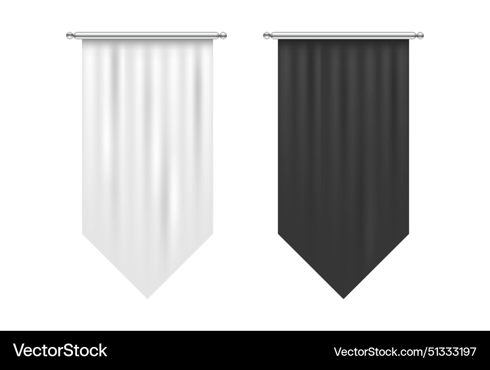 Rectangular black and white pennant flags hanging Vector Image