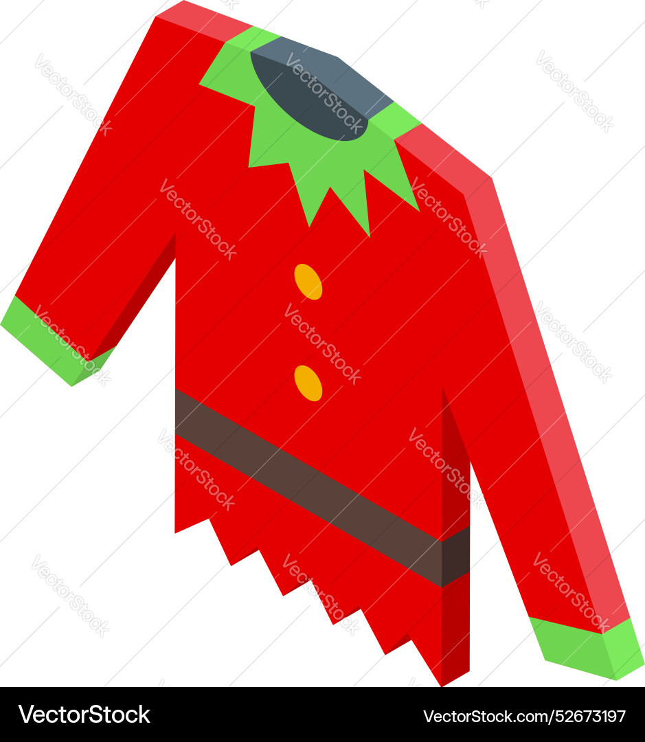 Red elf tunic with green accents isometric Vector Image