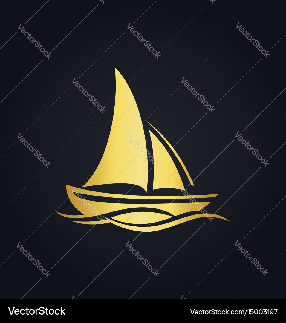 Sailing boat ocean gold logo Royalty Free Vector Image