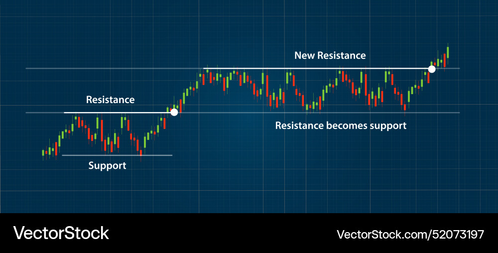 Support and resistance candlestick candle chart Vector Image