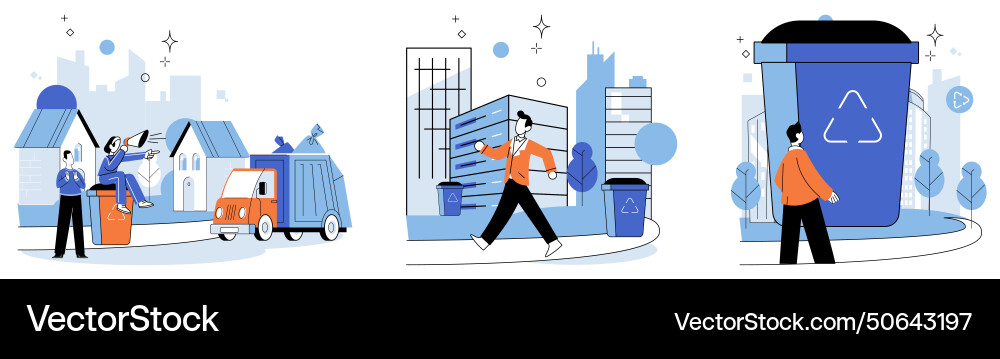 Waste management the separation stream Royalty Free Vector