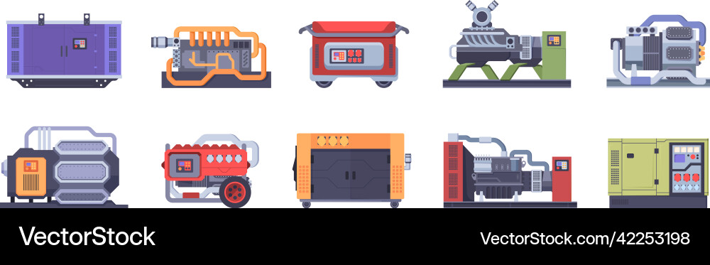 Generator electric energy industrial machines Vector Image