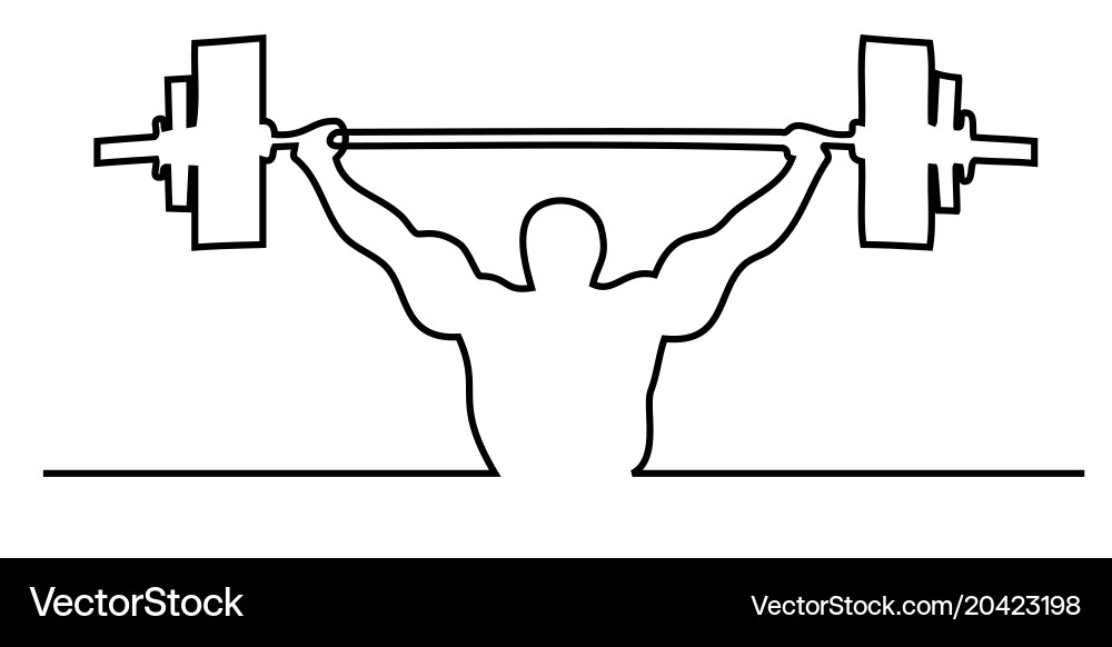 Lifting weights one line drawing Royalty Free Vector Image