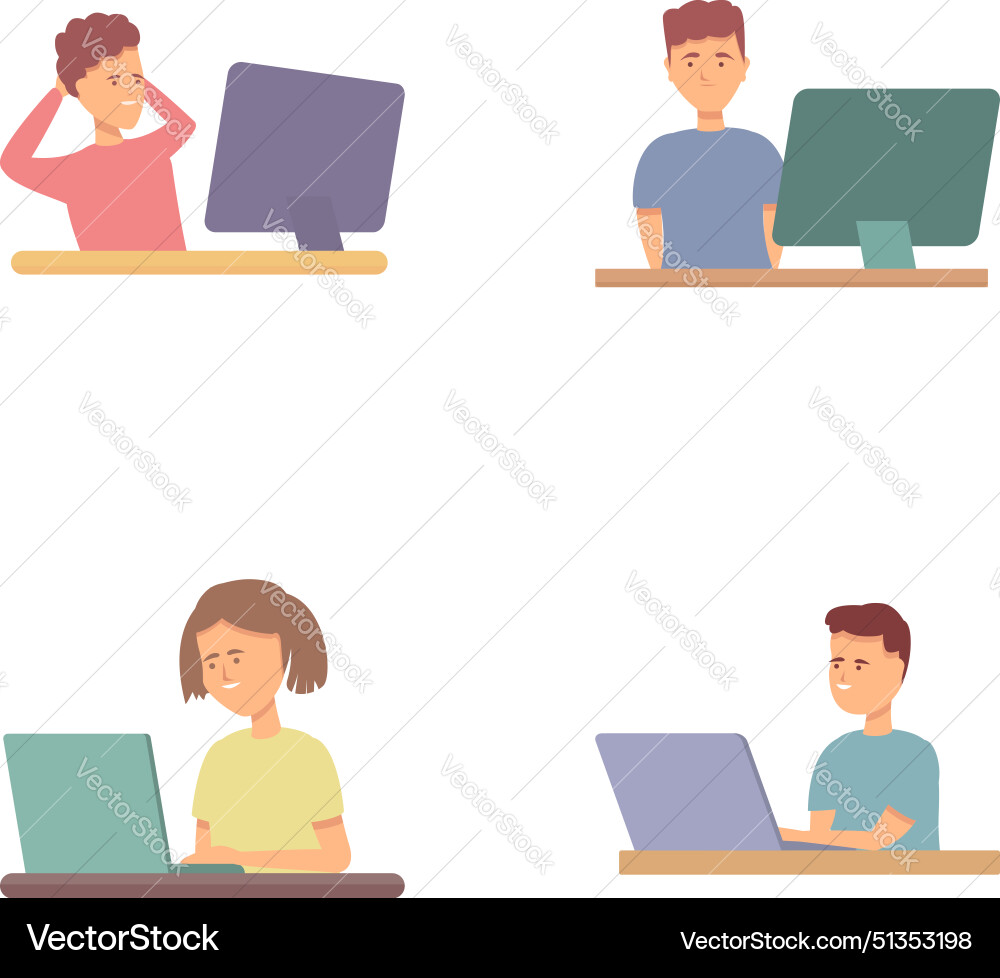 Programming icons set cartoon software Royalty Free Vector Programming icons set cartoon software Royalty Free Vector