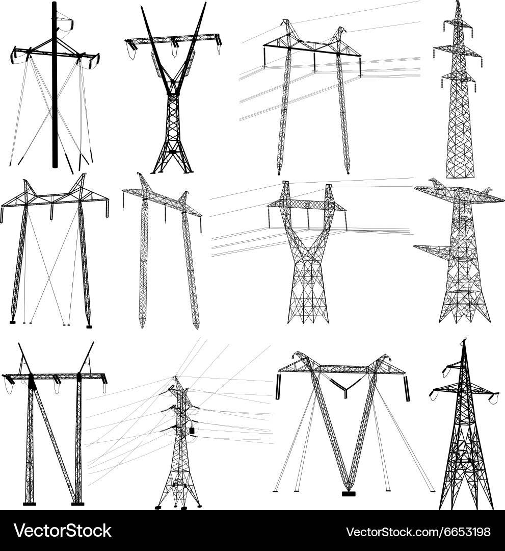 Set electricity transmission power lines Vector Image