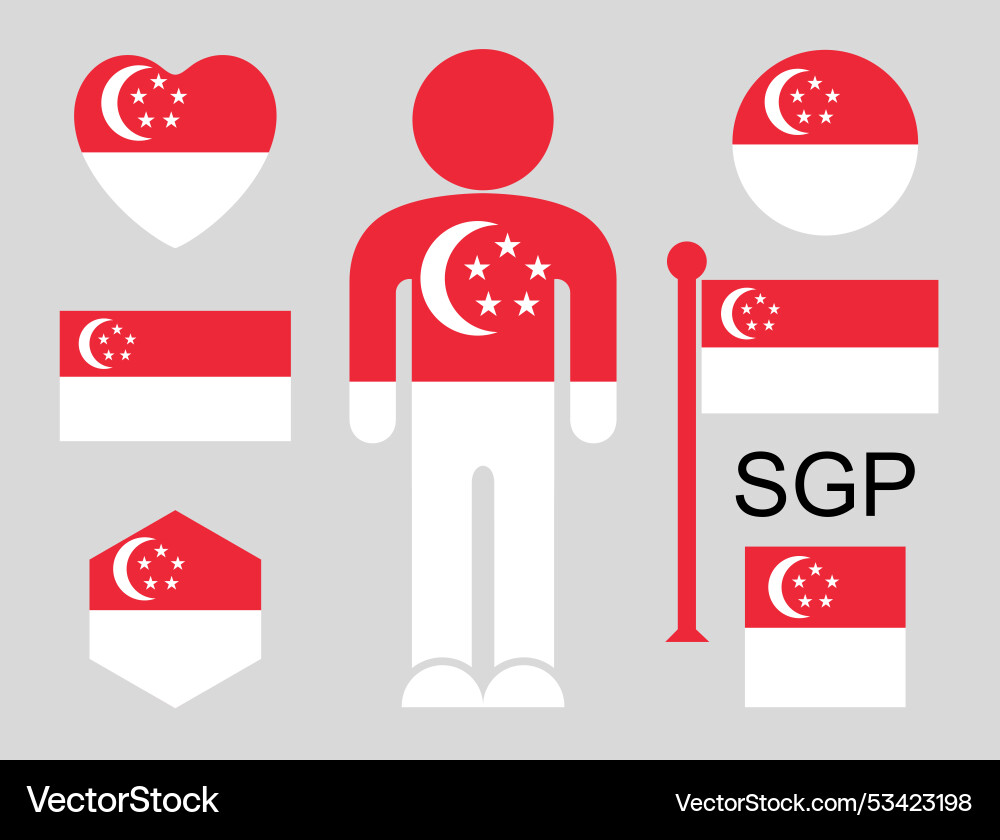 Singapore flag Royalty Free Vector Image - VectorStock
