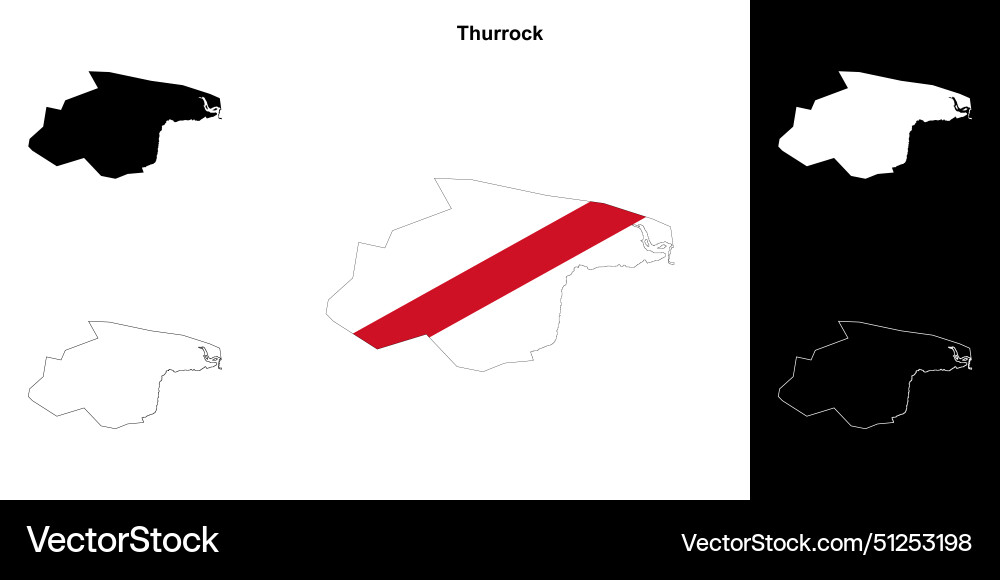 Thurrock outline map Royalty Free Vector Image
