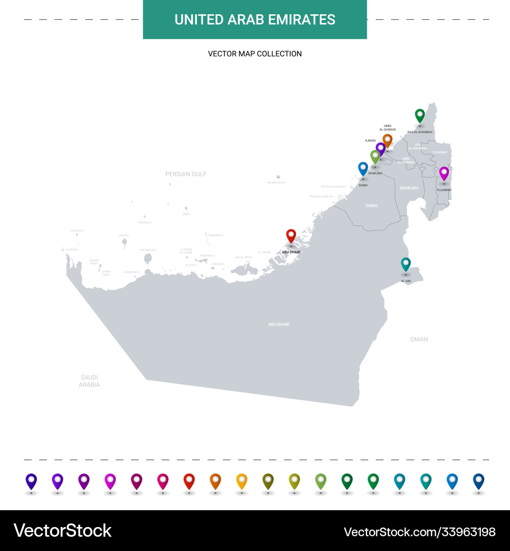 United arab emirates map with location pointer Vector Image