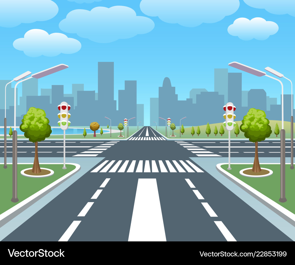 Empty city road Royalty Free Vector Image - VectorStock