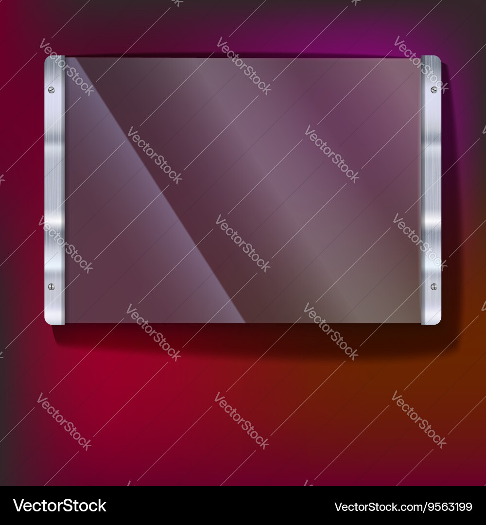 Glass plate with metal frame Royalty Free Vector Image