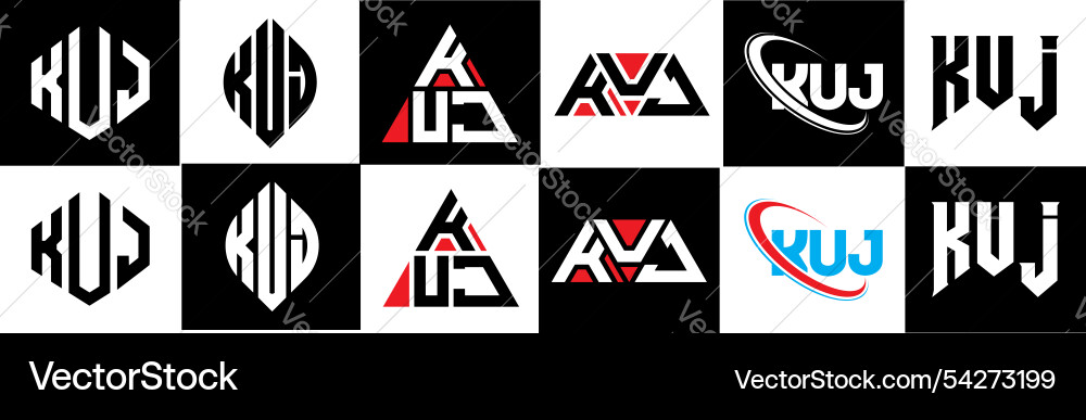 Kuj letter logo design in six style polygon Vector Image