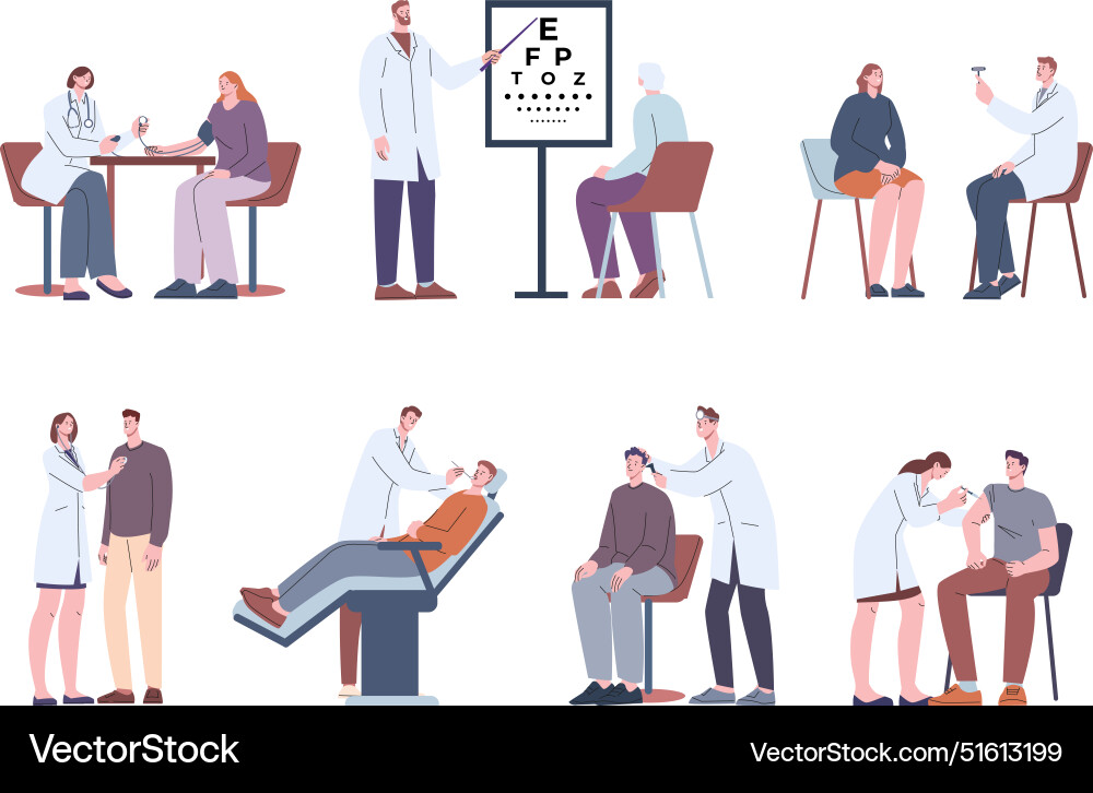 Medical check up people and doctors nurses Vector Image