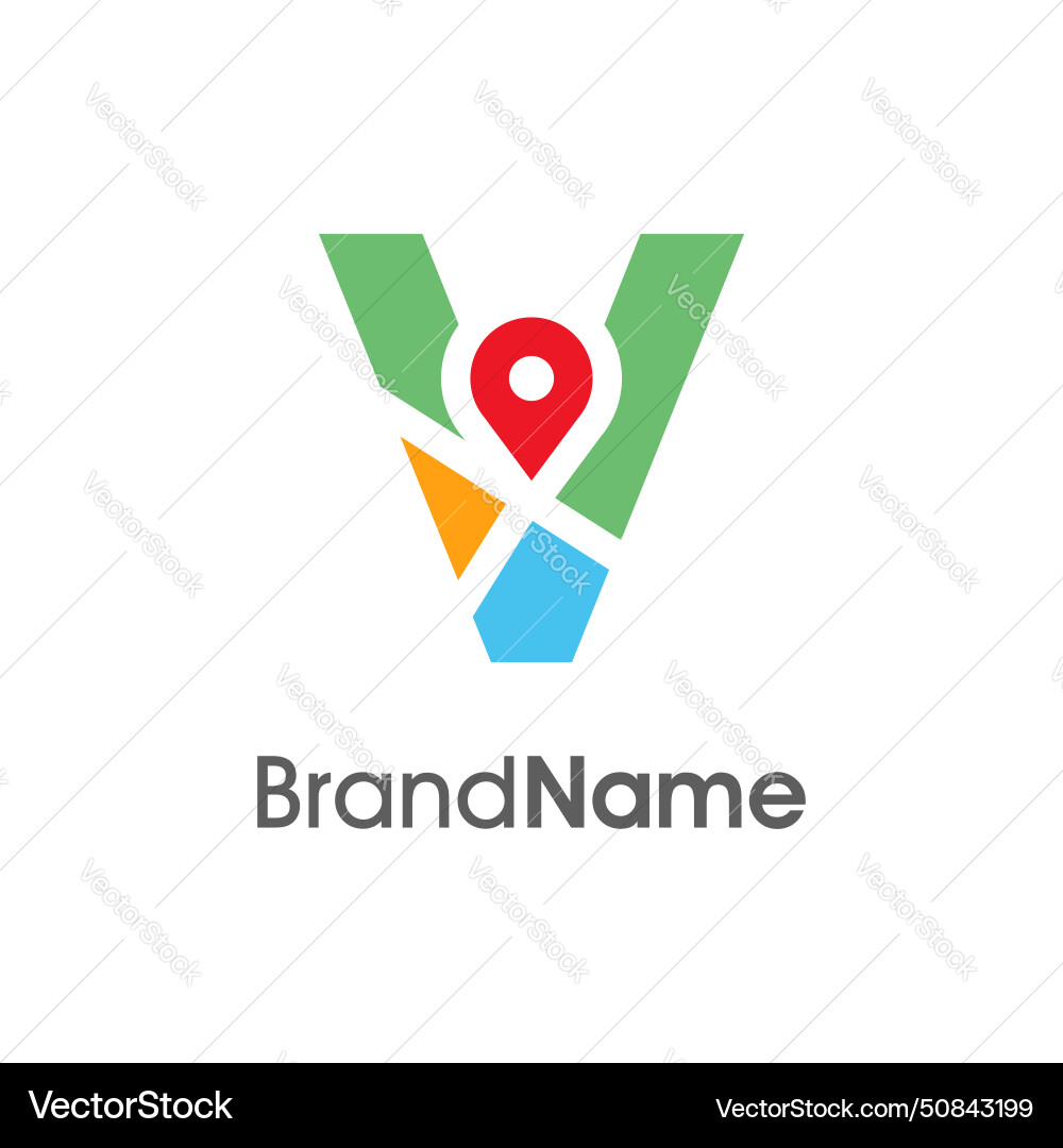 Modern initial v maps location logo Royalty Free Vector