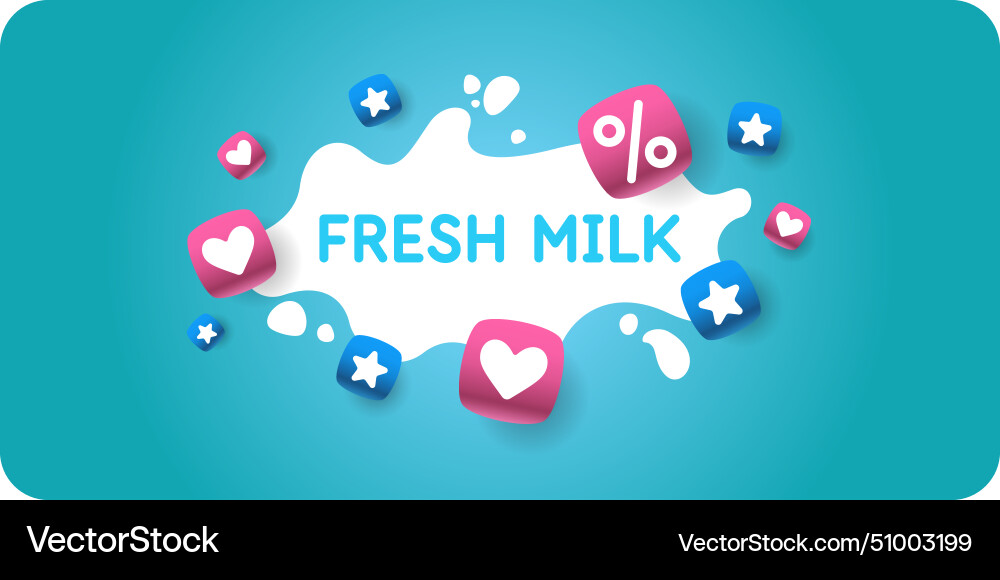 Modern poster fresh milk with splashes Royalty Free Vector