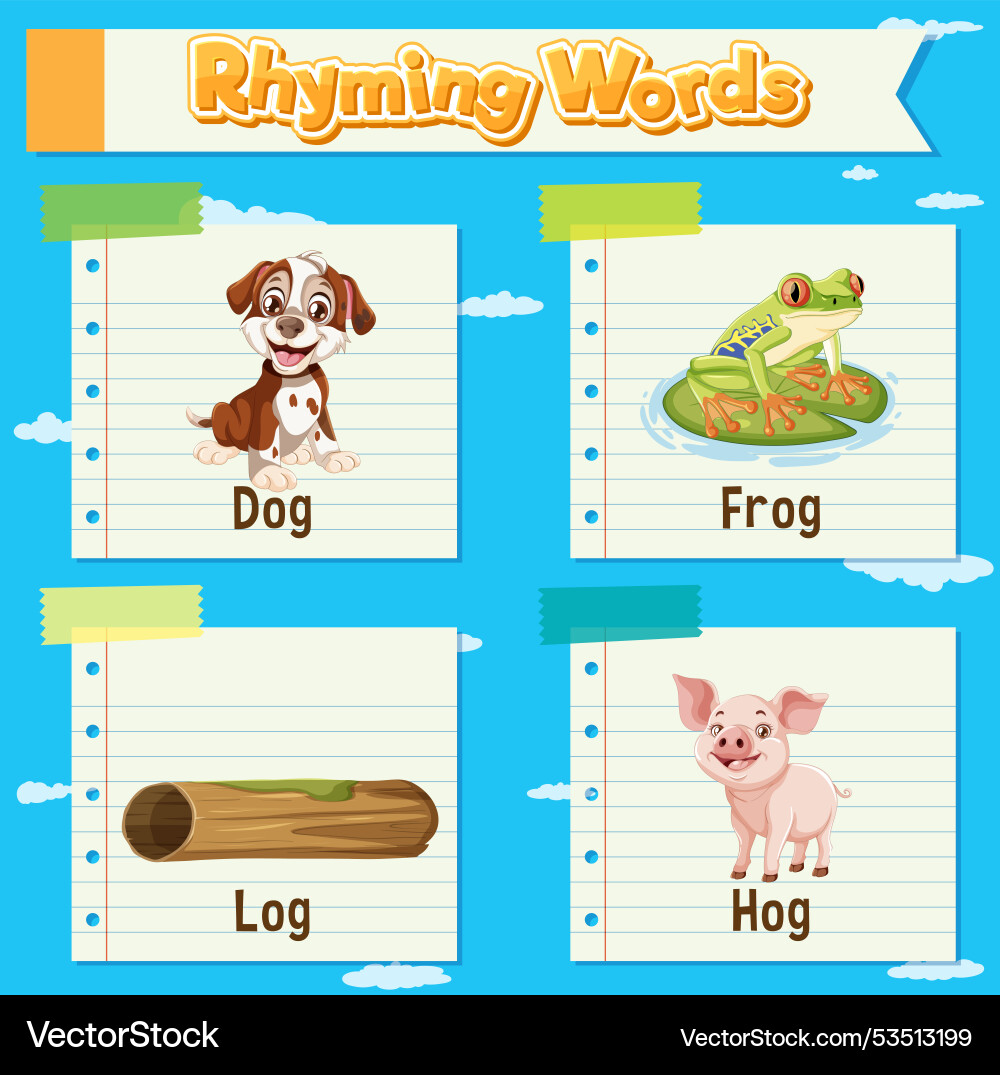 Rhyming words with images Royalty Free Vector Image