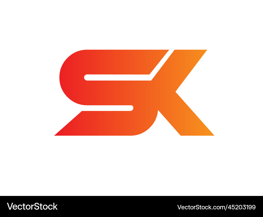 Sk letter logo design lettering Royalty Free Vector Image