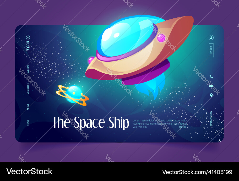Space ship banner with shuttle and satellite Vector Image