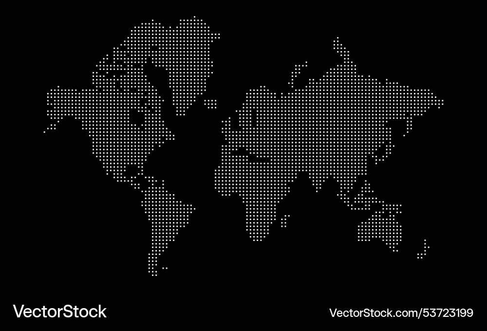 Squire dotted world map design in simple squire Vector Image Squire dotted world map design in simple squire Vector Image