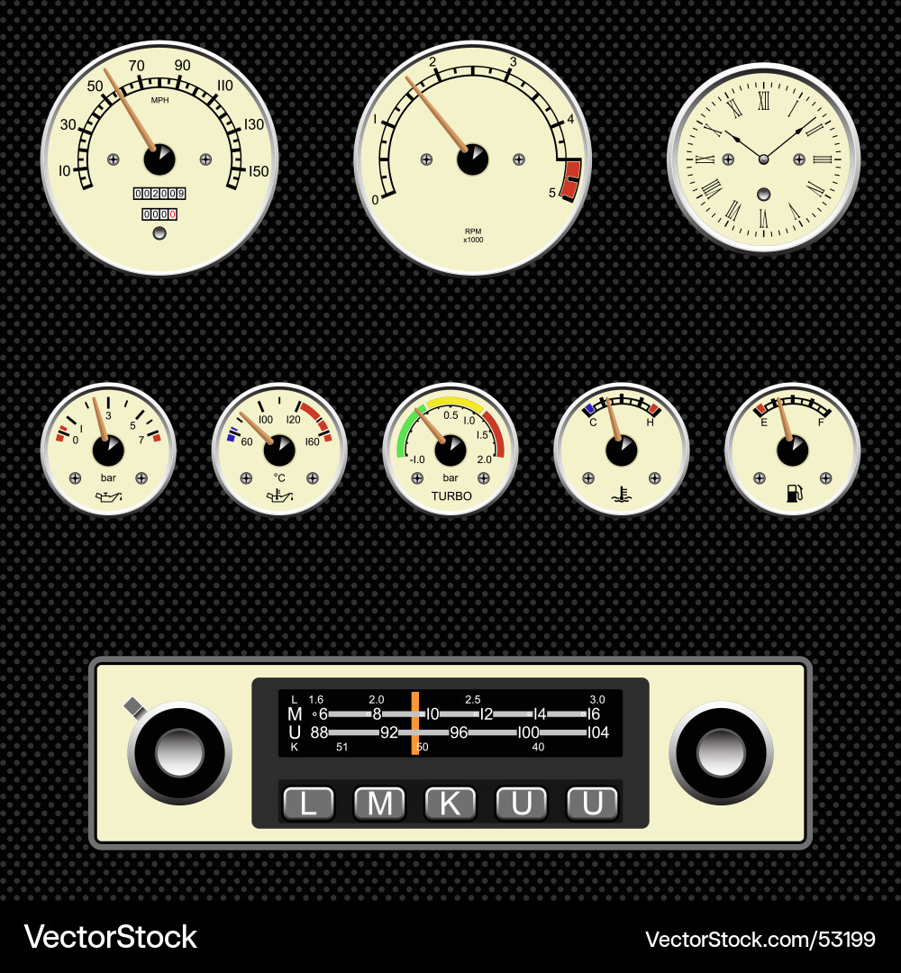 Vintage Car Instrument Cluster Royalty Free Vector Image