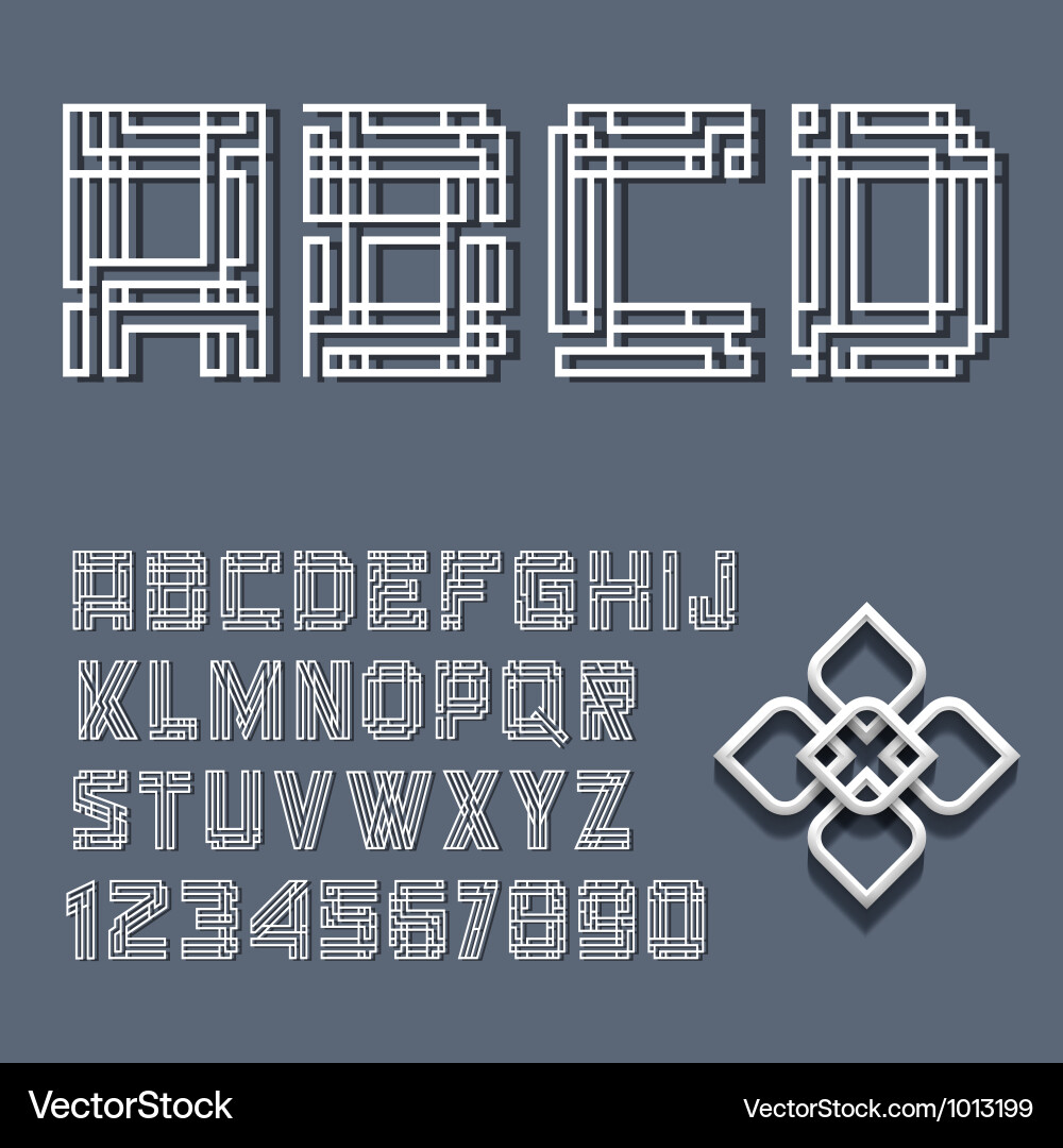 White alphabet letters and numbers Royalty Free Vector Image