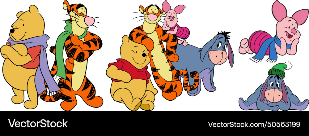 Winnie the pooh with friends Royalty Free Vector Image