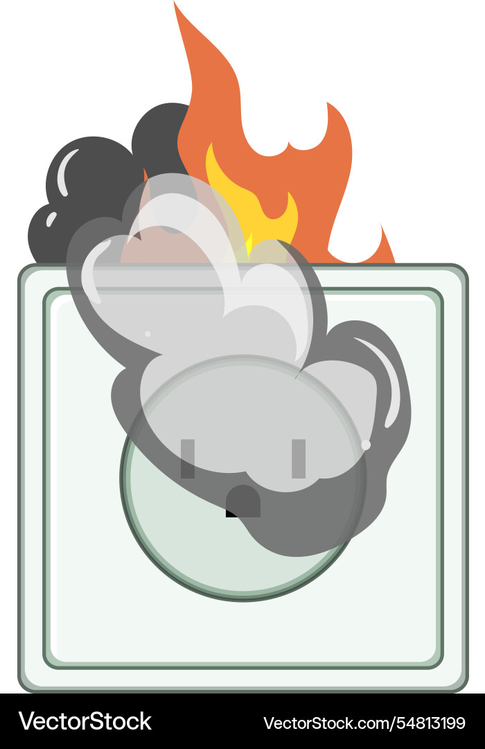 Wiring short circuit fire cartoon Royalty Free Vector Image