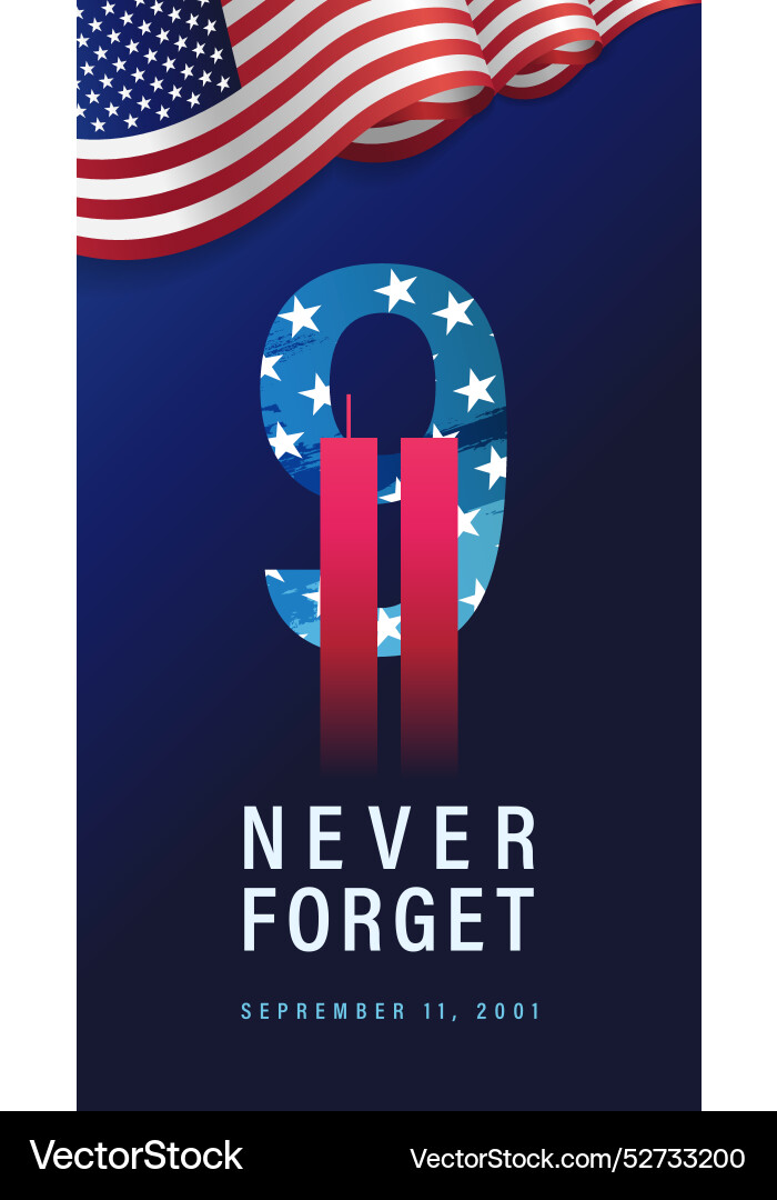 911 never forget september 11 2001 insta stories Vector Image