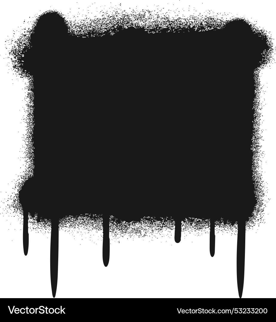 Schwarzer Farbfleck quadratische Form mit tropfender Farbe