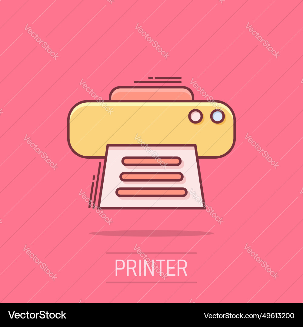 Cartoon printer icon in comic style document Vector Image