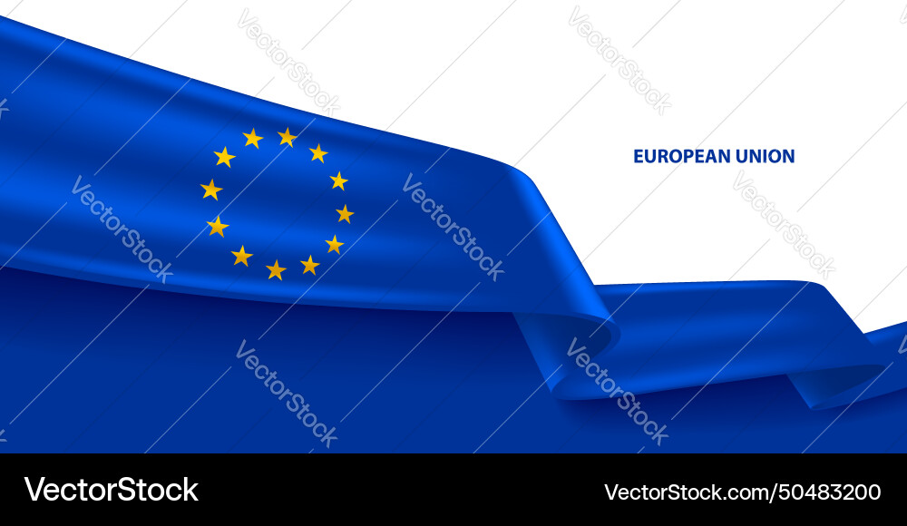 European union 3d ribbon flag Royalty Free Vector Image
