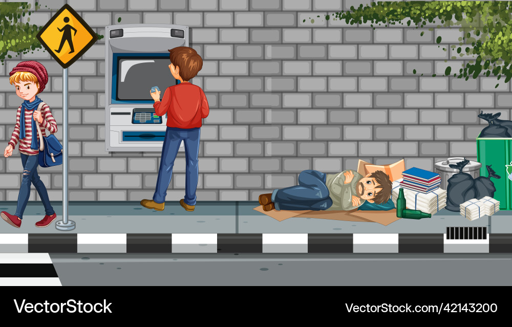 Homeless people in the city Royalty Free Vector Image