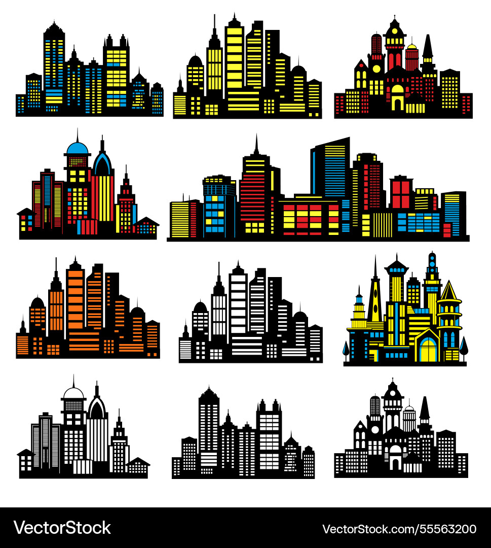 Modern city skylines forming an urban landscape Vector Image
