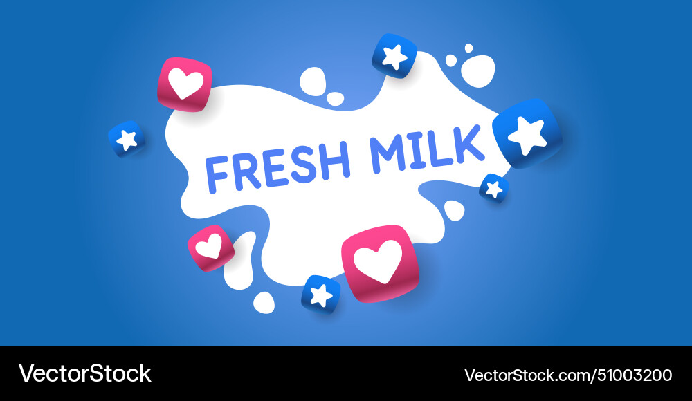 Modern poster fresh milk with splashes Royalty Free Vector