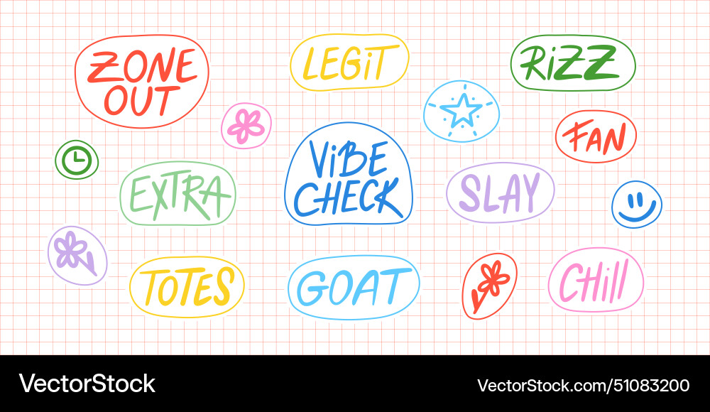 Slang Words & Lettering - Gen Z Vibes Vector Image