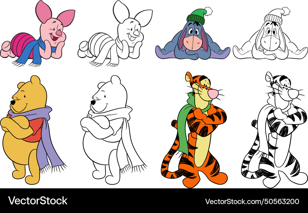 Winnie the pooh with friends Royalty Free Vector Image