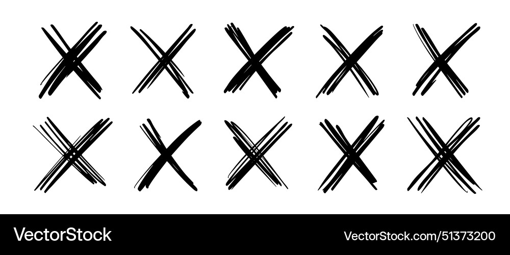 X scribble marks of cross hand drawn in sketch Vector Image