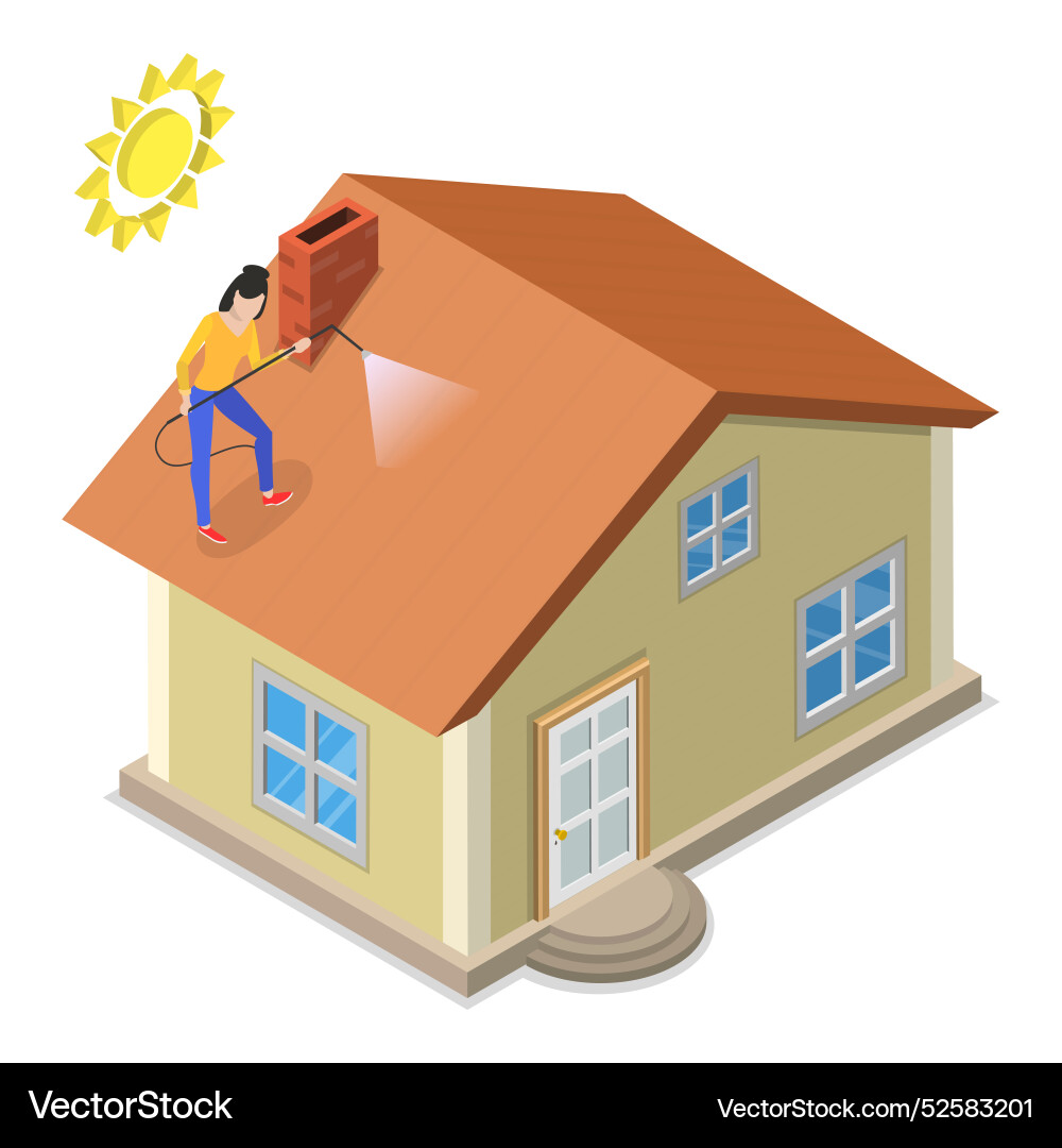 3d isometric flat of rooftop Royalty Free Vector Image