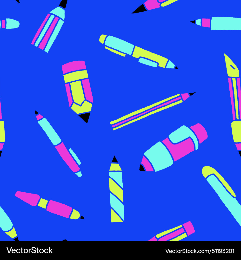 Cartoon pencil pen seamless pattern design Vector Image