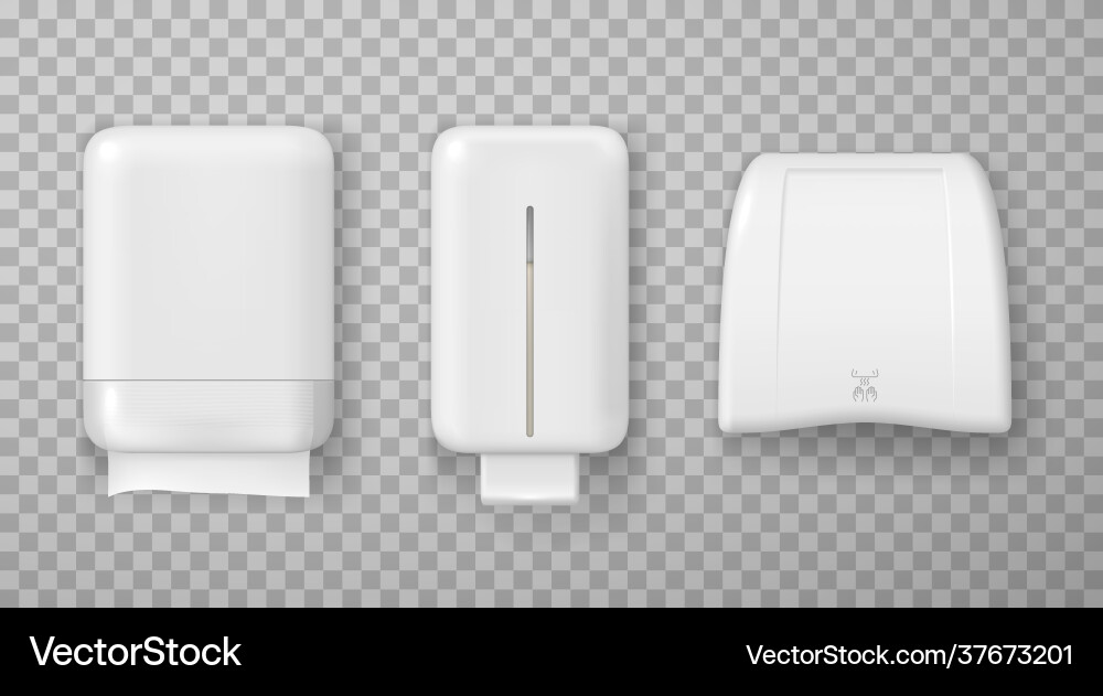 Collection realistic wall hand dryer dispenser Vector Image