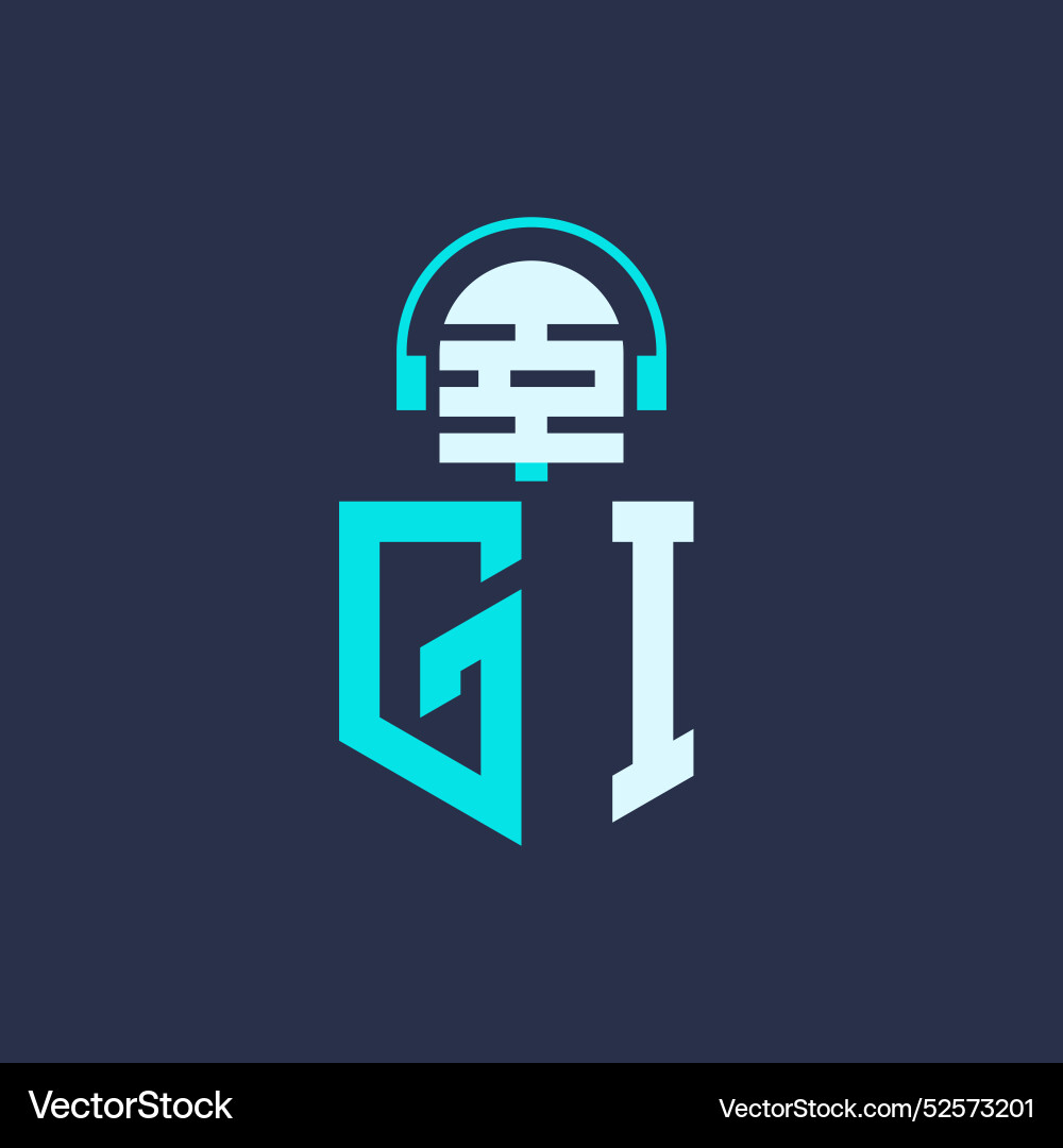 Gi microphone logo design for audio music Vector Image
