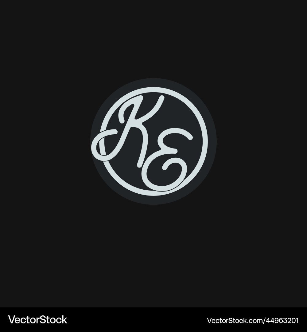 Initials ke logo monogram with simple circle line Vector Image