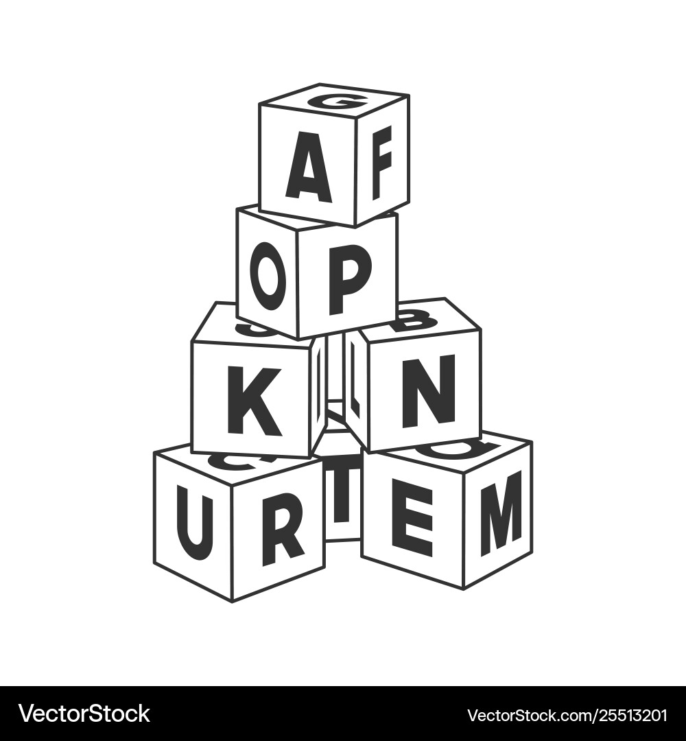 Outline block building tower with letters Vector Image