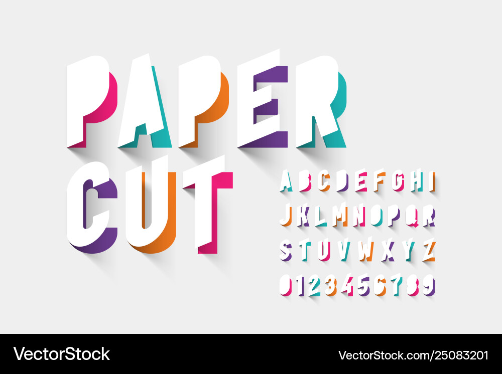 Paper cut typography Royalty Free Vector Image