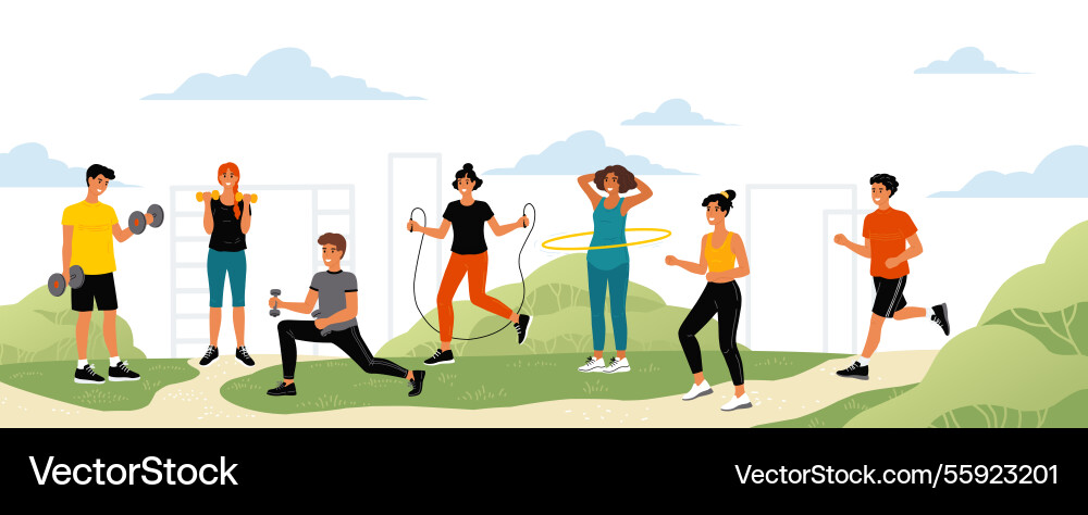 Sport exercise athletes workout street cardio Vector Image