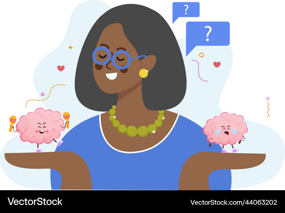 Cartoon brain flat background Royalty Free Vector Image