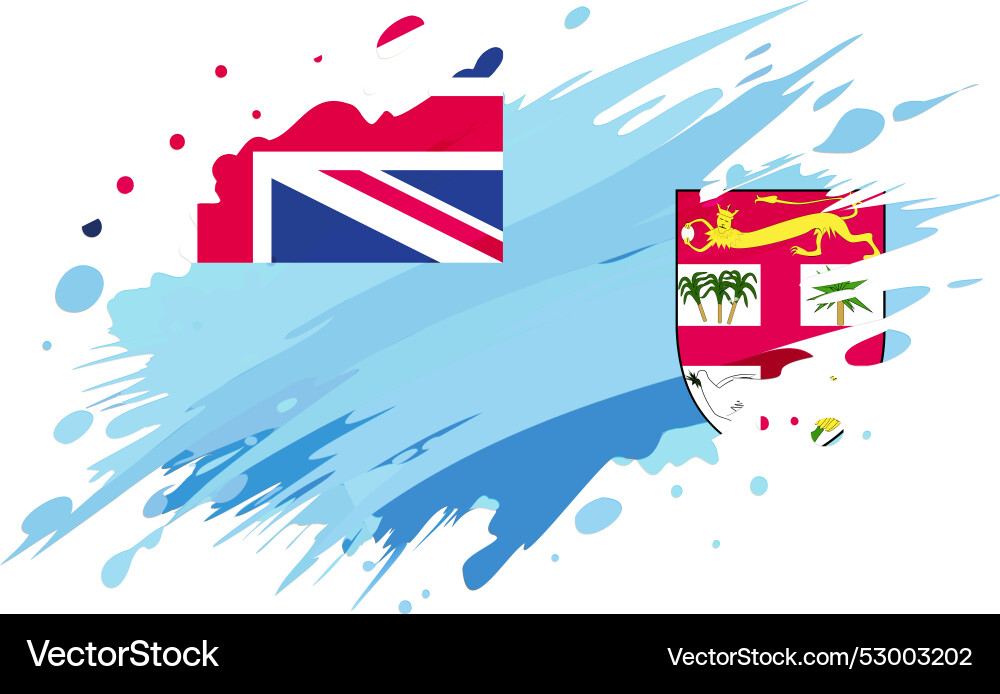 Fiji flag painted with grunge brush stroke Vector Image