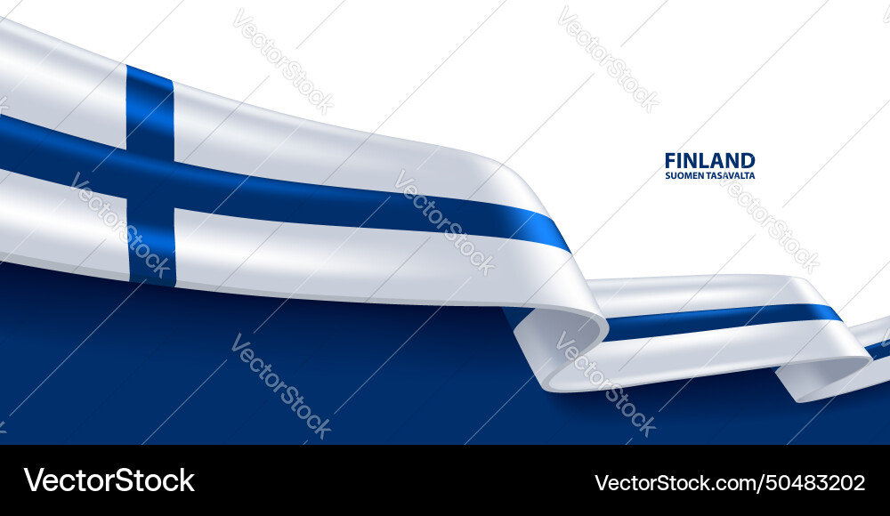 Finland 3d ribbon flag Royalty Free Vector Image