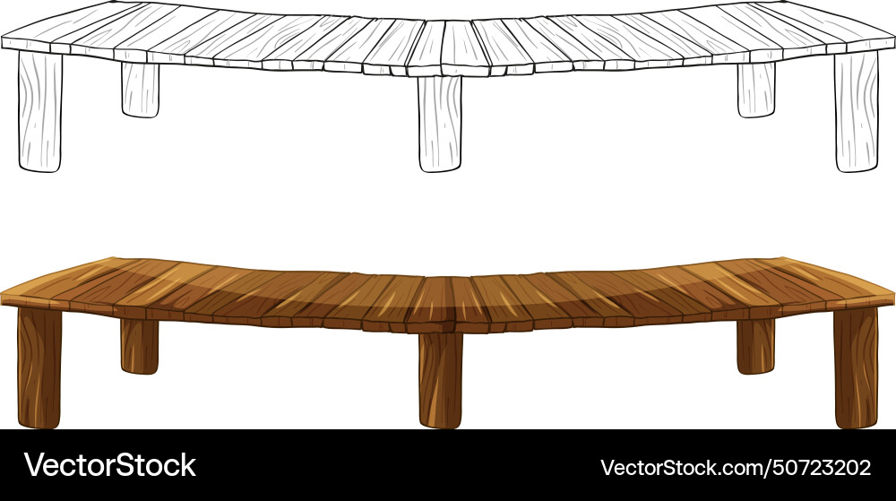 Graphics of a bench in two finishes Royalty Free Vector
